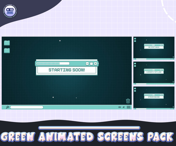 ArtStation - Animated Twitch Screens Green Pixels , Pixel Stream Pack ...