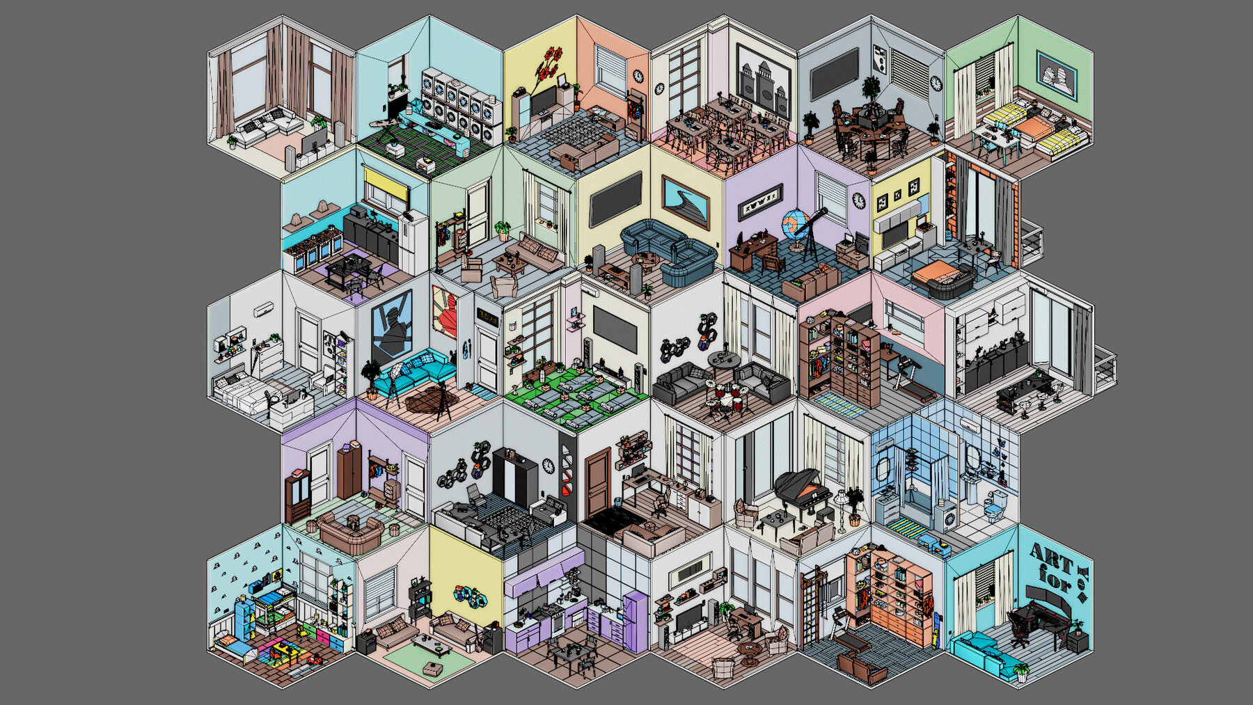 ArtStation - low poly interior 2 Low-poly 3D model | Game Assets