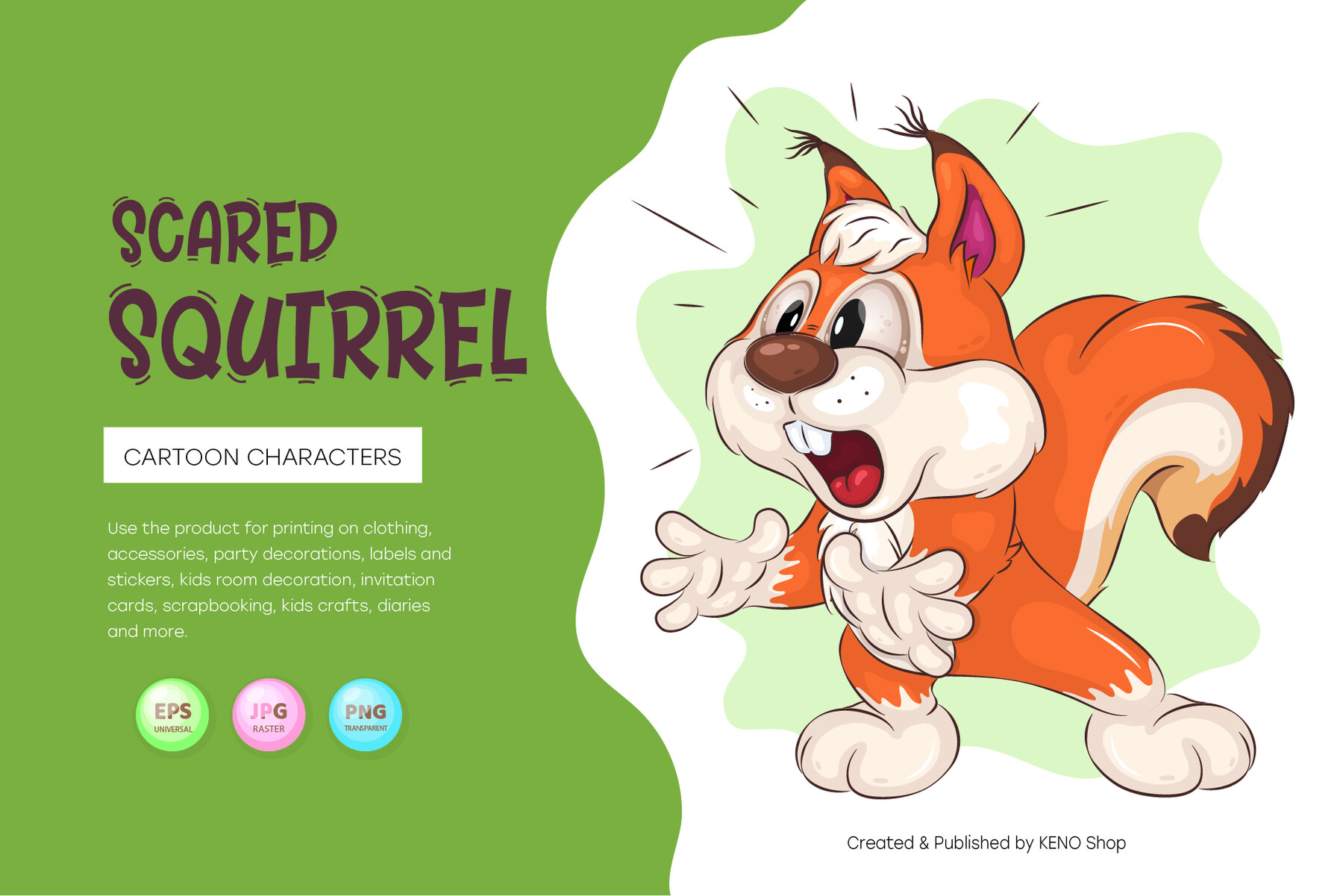 ArtStation - Scared Cartoon Squirrel. Sublimation Shirt. | Artworks