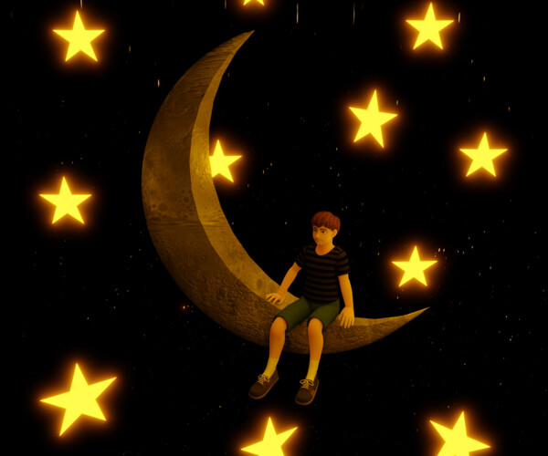 ArtStation - Kid on a Half moon | Resources