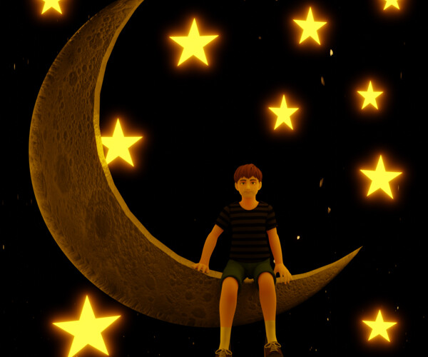 ArtStation - Kid on a Half moon | Resources