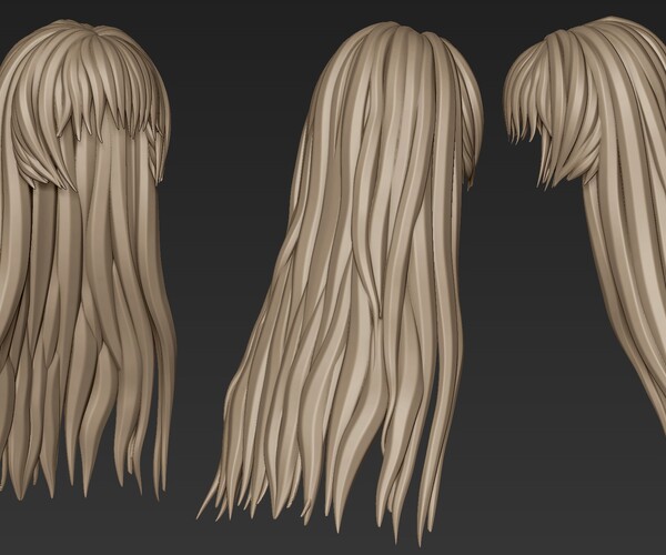 ArtStation - 3d Printable Stylized Hair 04 | Resources