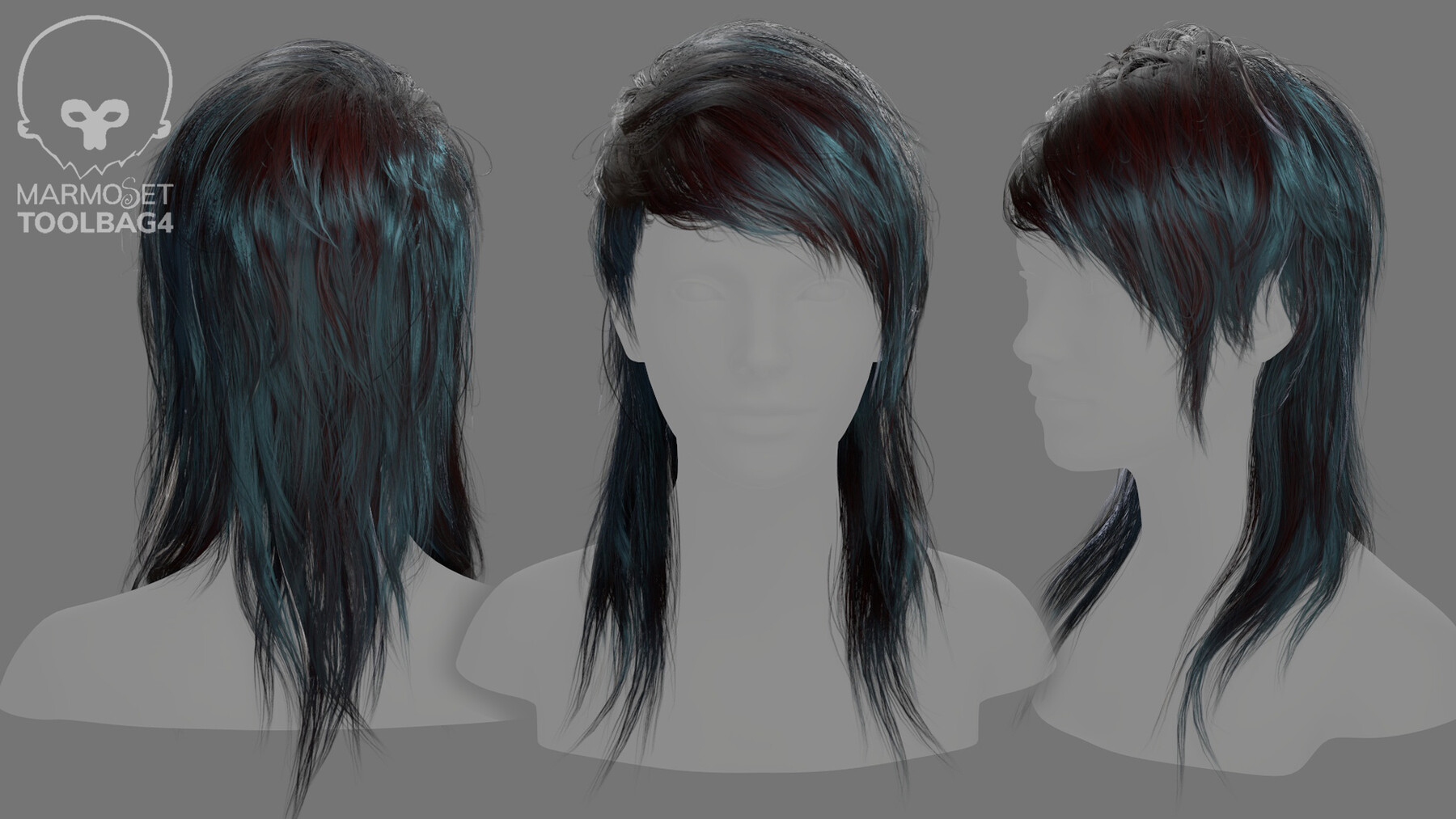 ArtStation - Low Poly Cards Game-ready Hairstyle Mullet | Game Assets