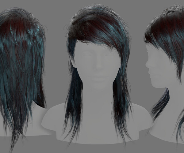 ArtStation - Low Poly Cards Game-ready Hairstyle Mullet | Game Assets