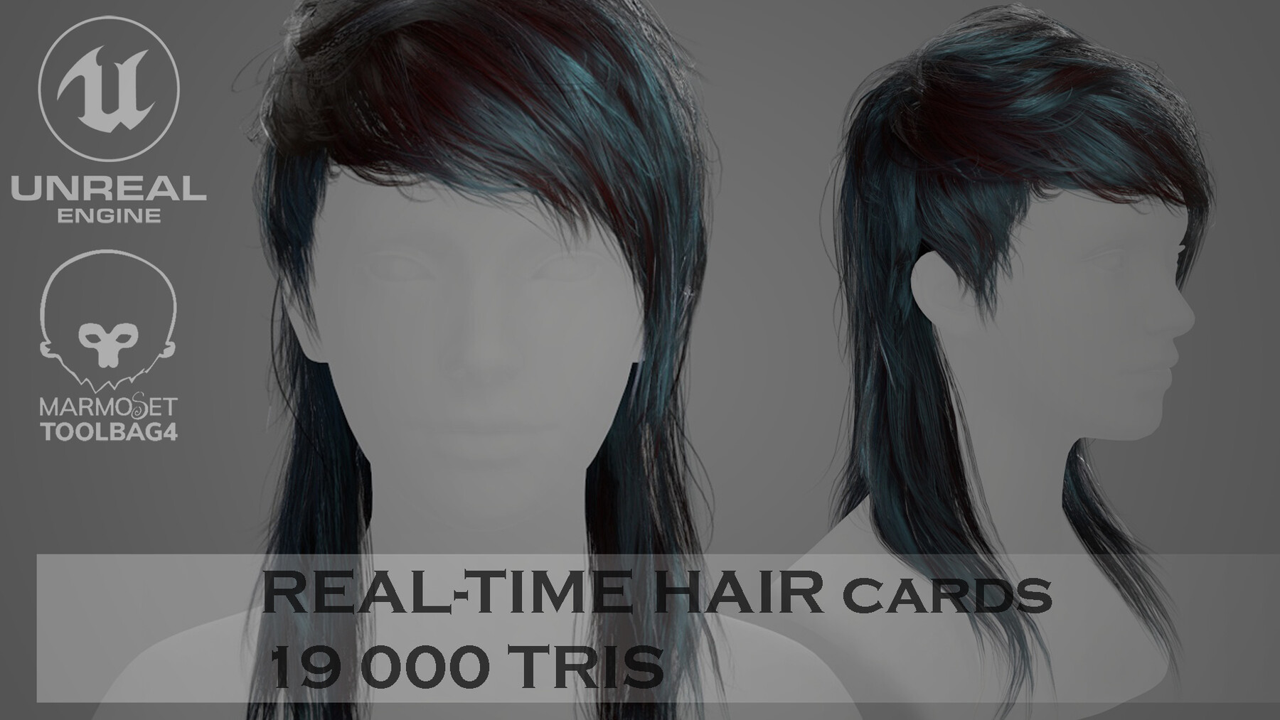 ArtStation - Low Poly Cards Game-ready Hairstyle Mullet | Game Assets