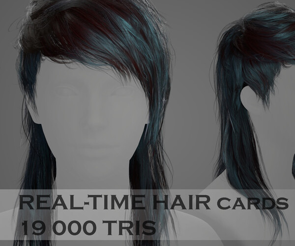 ArtStation - Low Poly Cards Game-ready Hairstyle Mullet | Game Assets