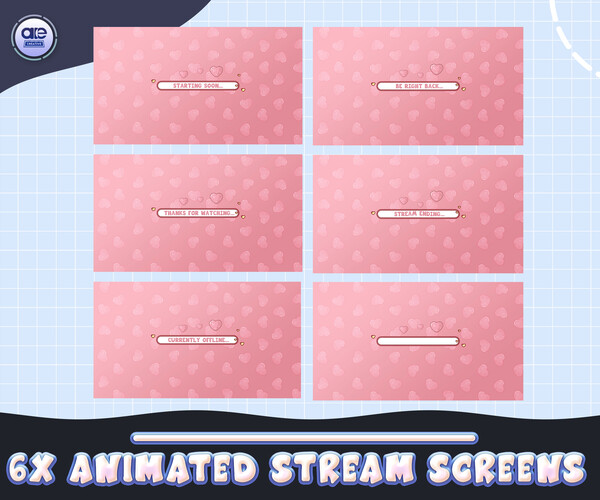 ArtStation - Animated Stream Screens Overlay Pink Hearts, Pixel Stream ...