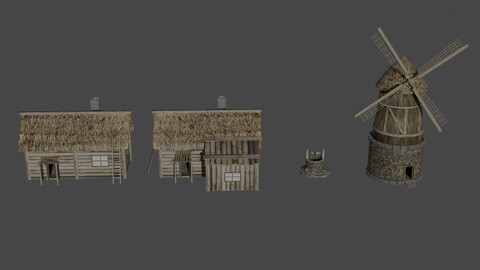 ArtStation - medieval low poly set | Game Assets