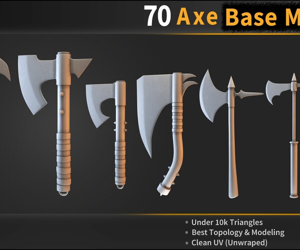 ArtStation - 70 Axe Base Mesh - VOL 01 ( Ready for Game ) | Game Assets