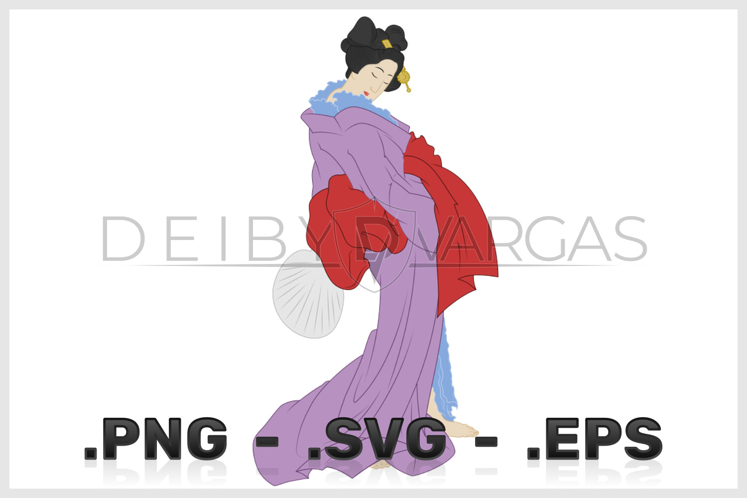 ArtStation - Geisha vector design holding a fan | Artworks