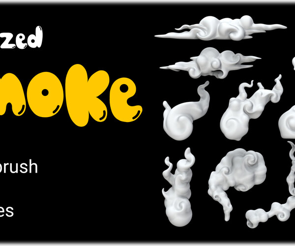 ArtStation - smoke / mist / clouds stylized pack1 IMM brush and .obj ...