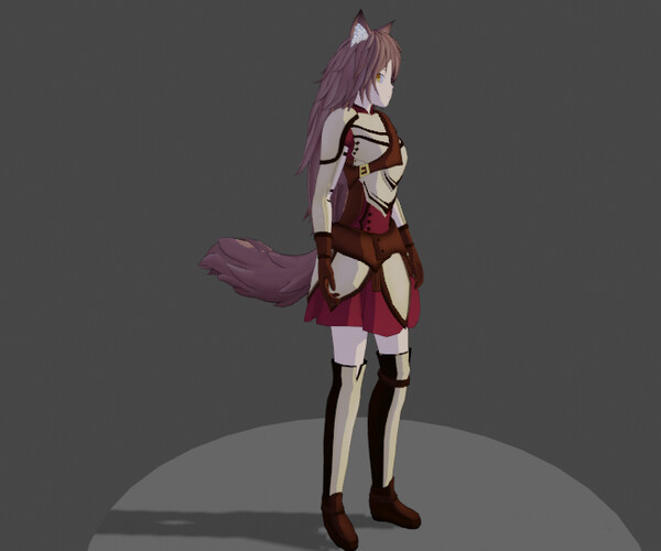 ArtStation - [Free] Anime Fox Girl [Game Ready] | Game Assets