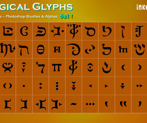 ArtStation - Magical Glyphs - Characters 1 | Photoshop Brushes and ...