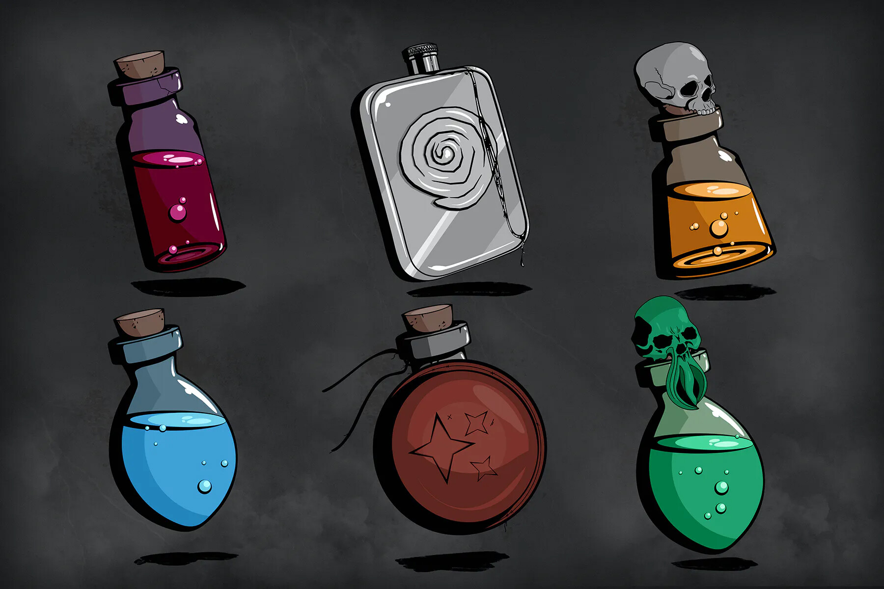 ArtStation - Game Assets: Dark Fantasy Bottles | Game Assets