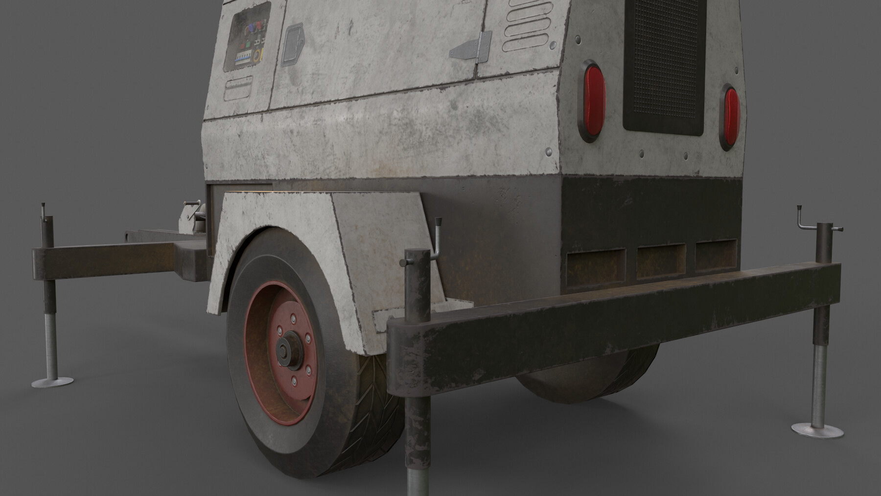 ArtStation - PBR Mobile Light Tower Generator B - Grey | Game Assets