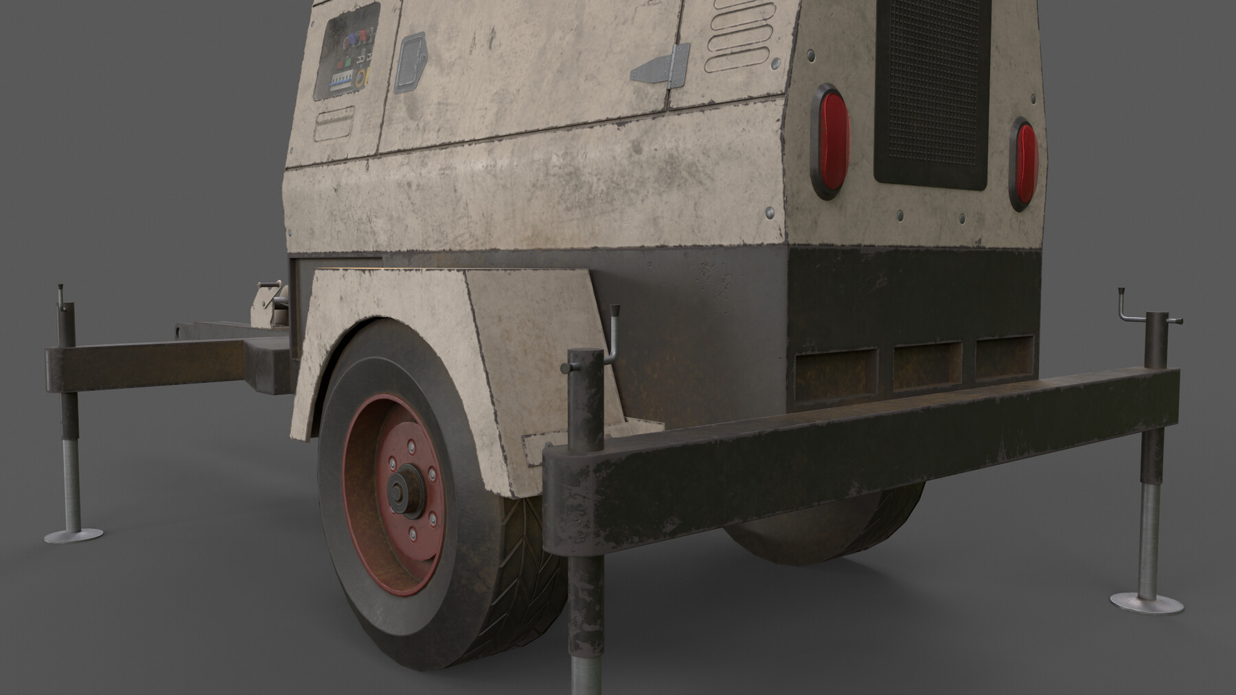 ArtStation - PBR Mobile Light Tower Generator B - White | Game Assets