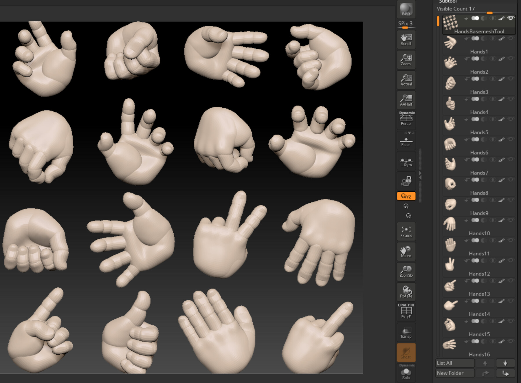 ArtStation - Hands base-mesh stylized pack of 16 and IMM brush and .obj files | Brushes