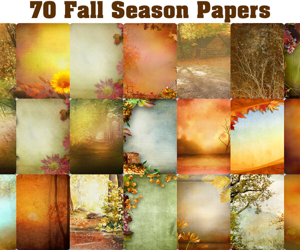 ArtStation - 70 Vintage Fall Papers, Autumn Printable, Scrapbooking ...