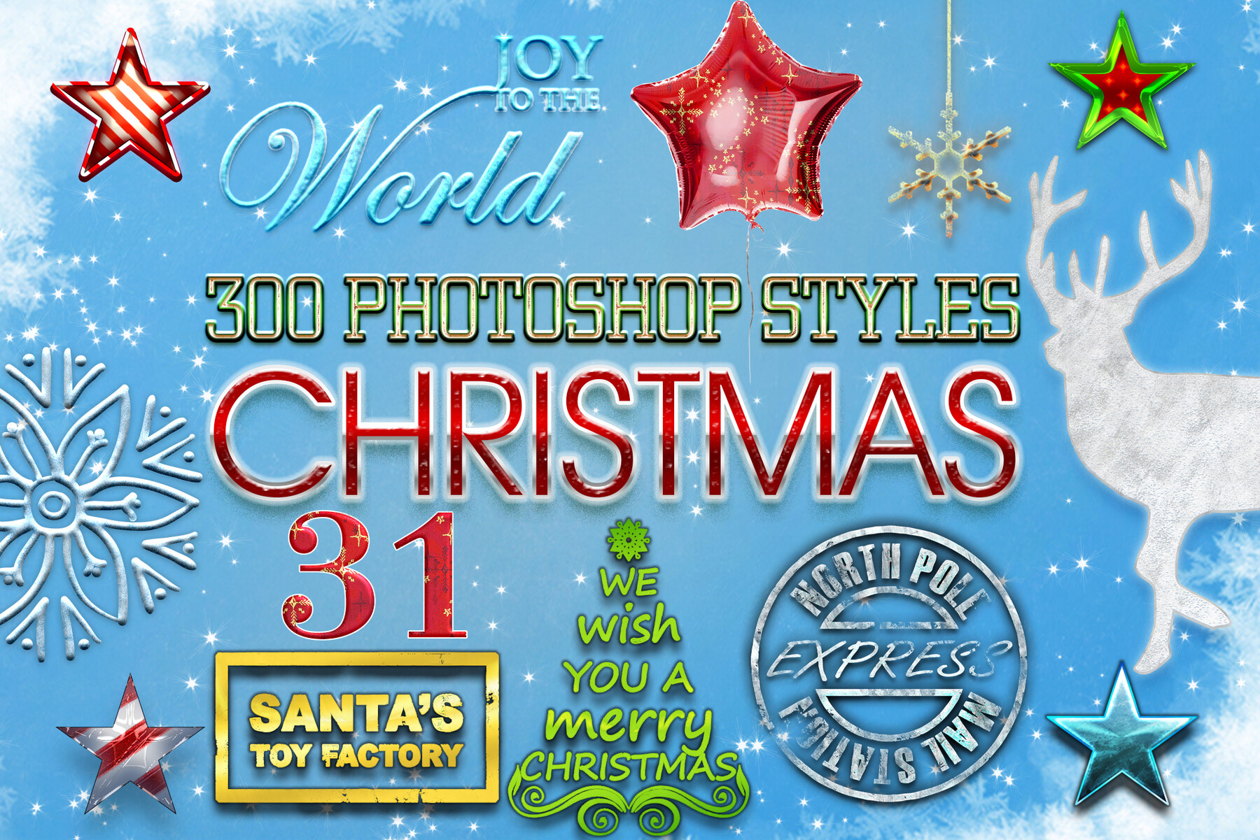 ArtStation - 300 Christmas Photoshop Styles, Layer Styles, Winter ...