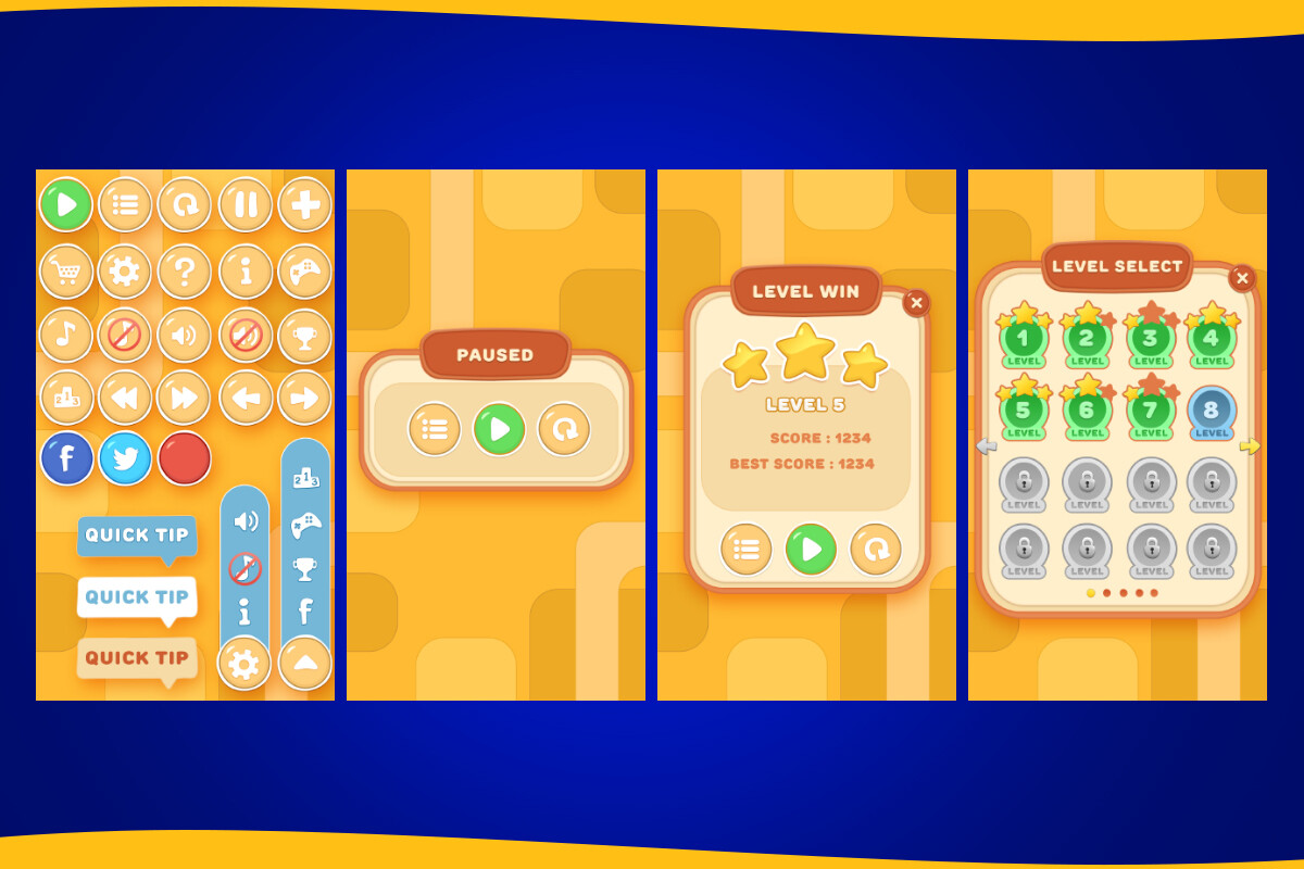 ArtStation - 2D Mobile UI - Casual Game I GUI Kit | Game Assets