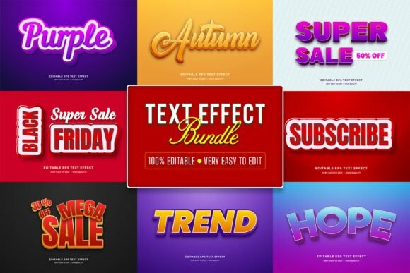 ArtStation - 3D Editable Text Effect Bundle, Vector files, text logo ...