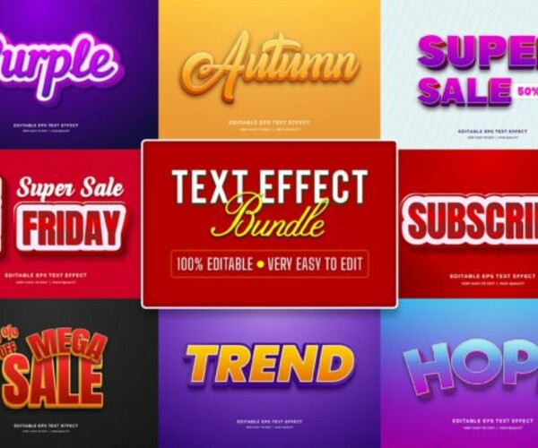ArtStation - 3D Editable Text Effect Bundle, Vector files, text logo ...