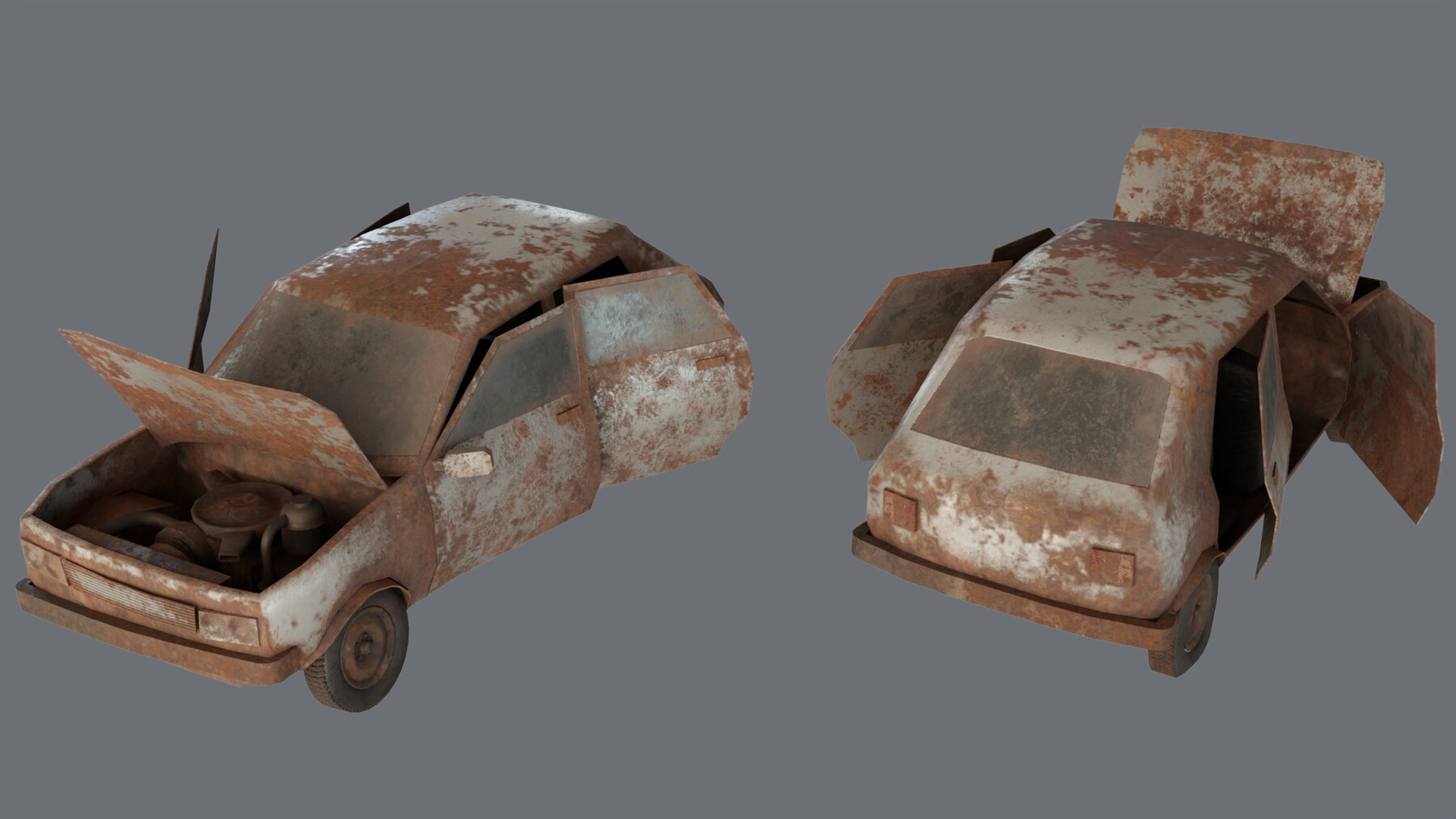 ArtStation - Apocalyptic Damaged Cars | Game Assets