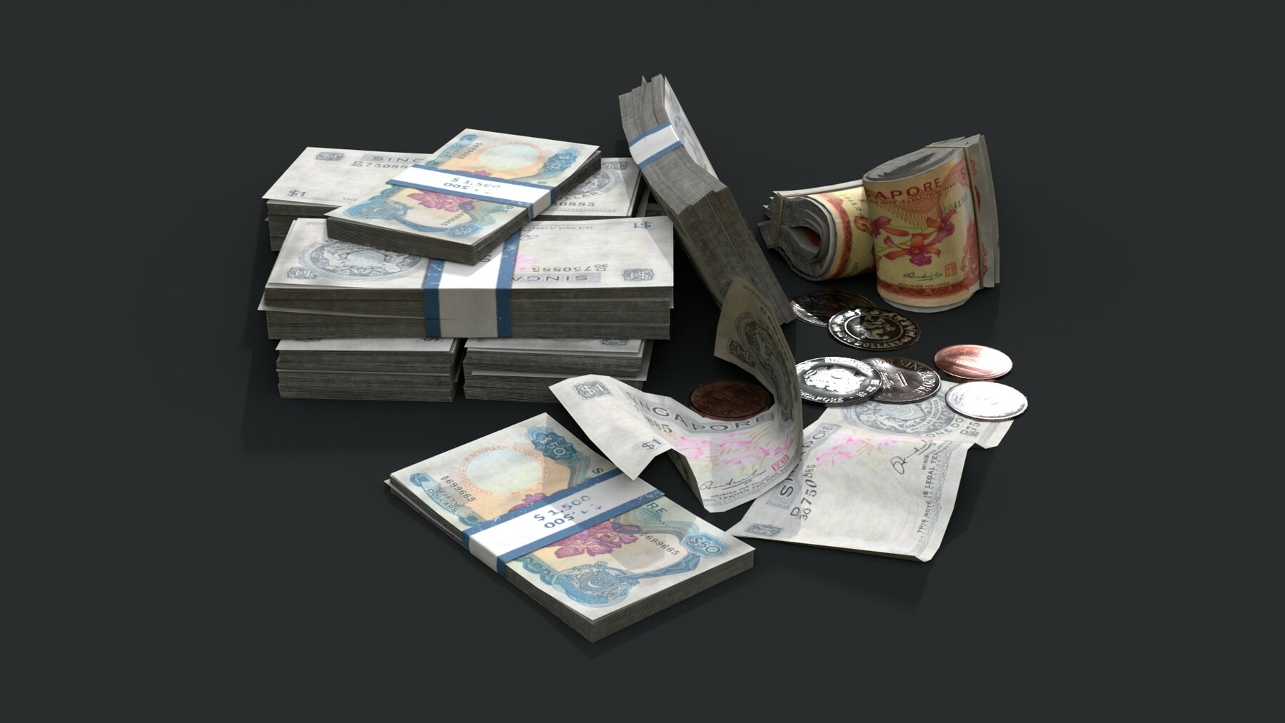 ArtStation - Money Loot - Singapore Dollars | Game Assets