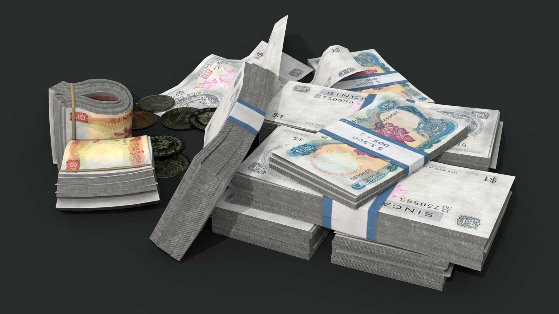 ArtStation - Money Loot - Singapore Dollars | Game Assets