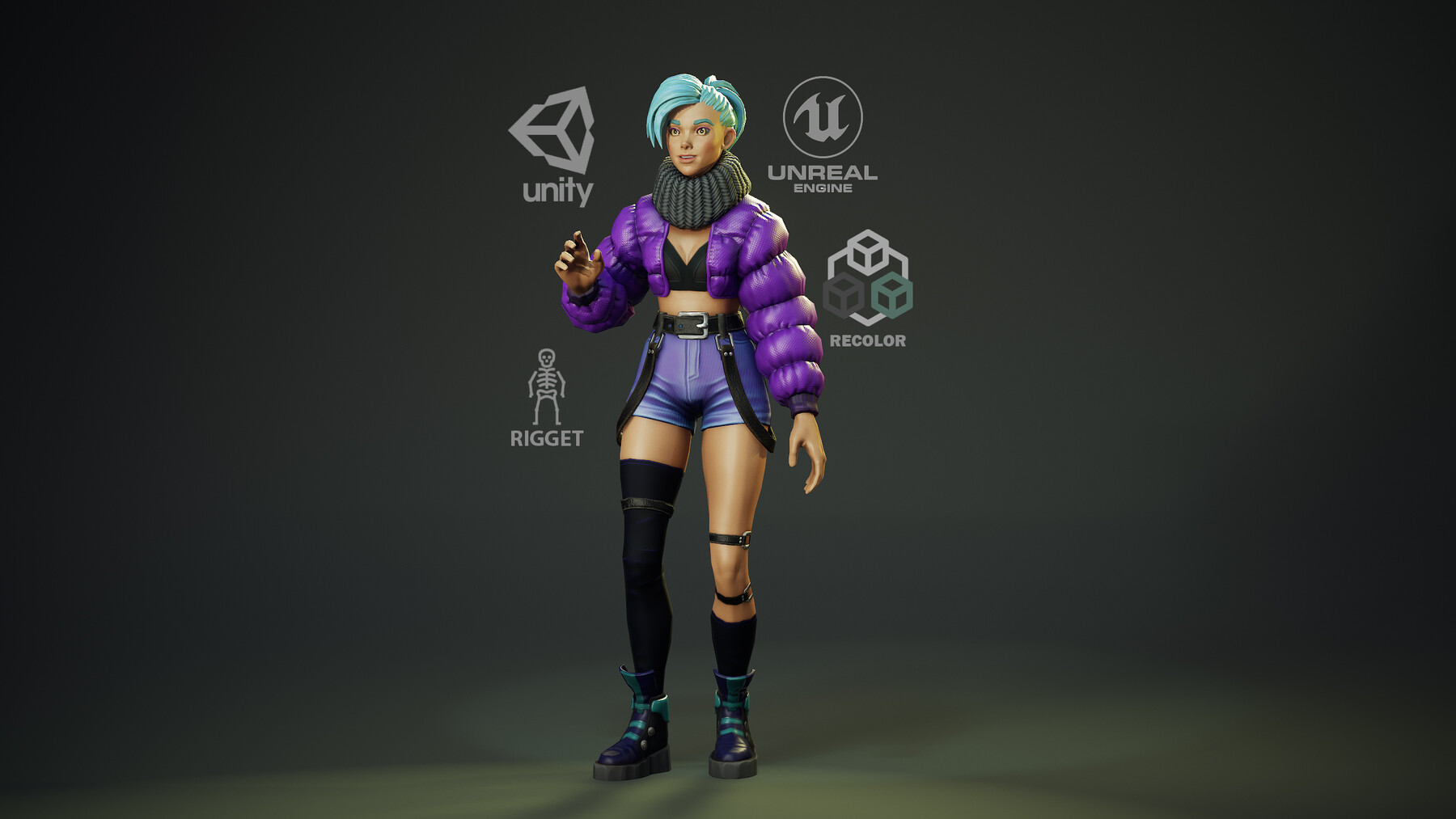 ArtStation - Jacket Girl - Game Ready super Low-poly 3D model | Game Assets