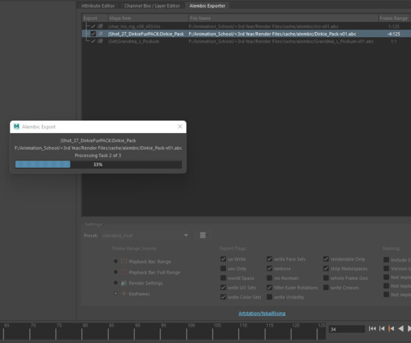ArtStation - Alembic Export Interface - Autodesk Maya | Resources