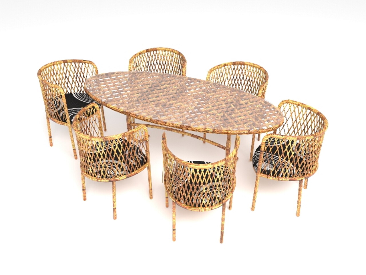 ArtStation - Bamboo Dining Table Set | Resources