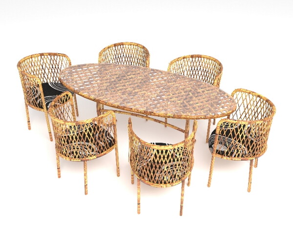 ArtStation - Bamboo Dining Table Set | Resources