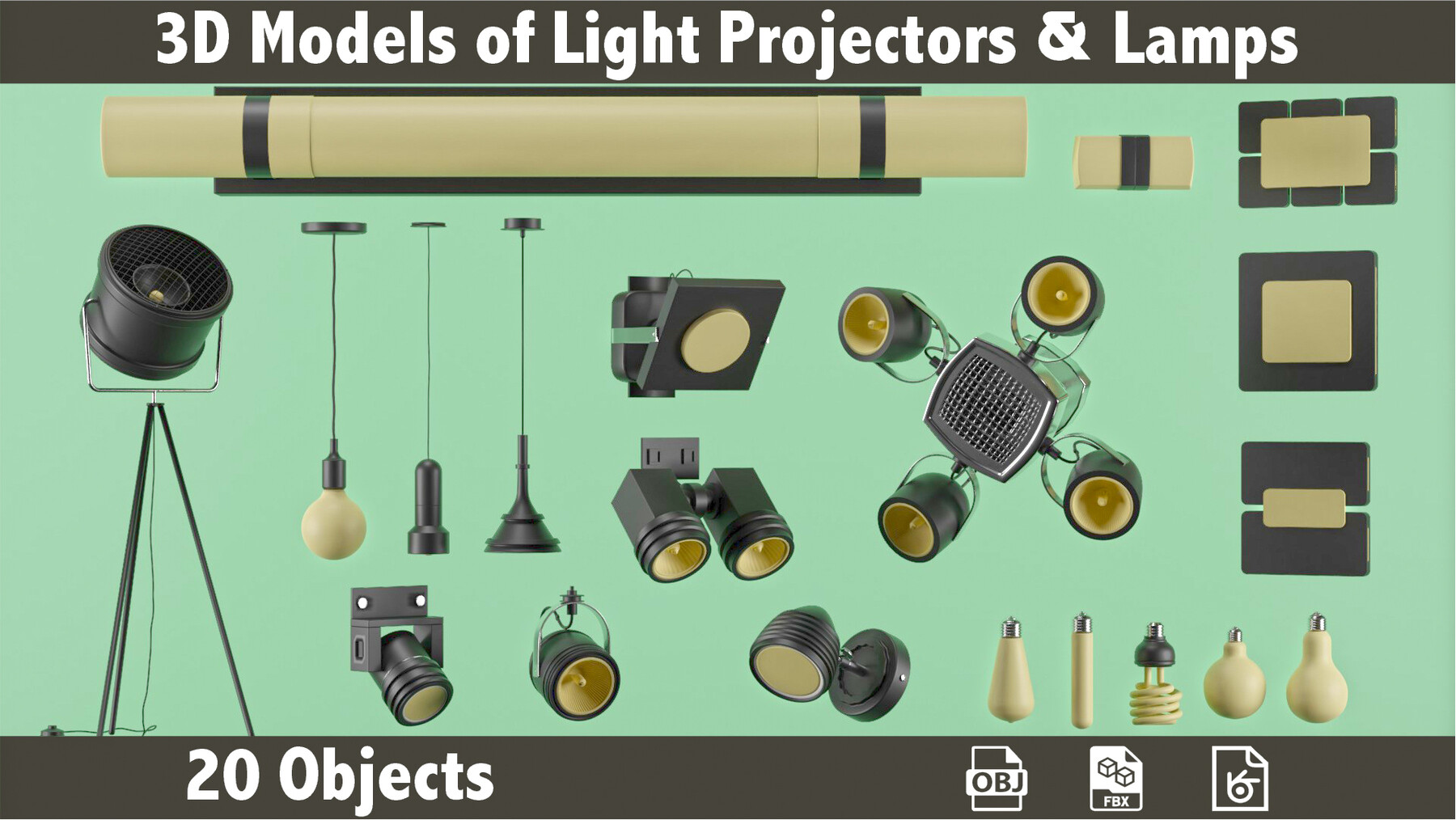 ArtStation - 3D Models of light projectors & Lamps | Game Assets