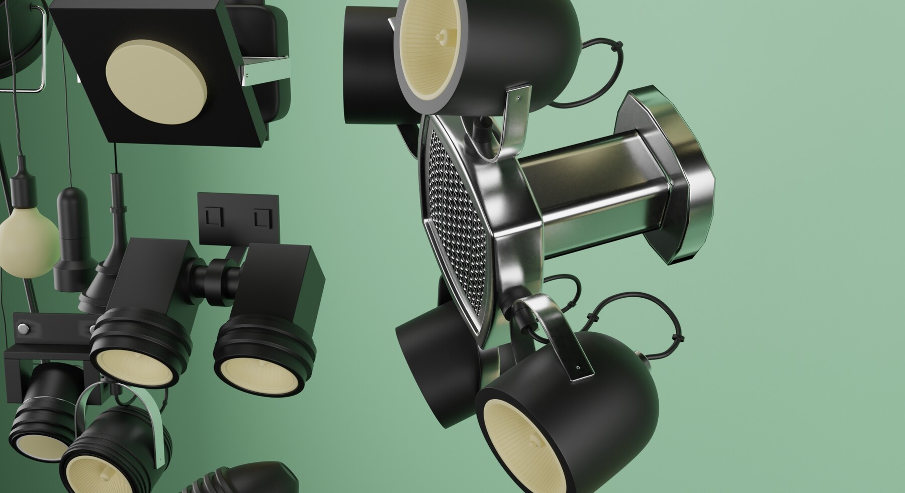 ArtStation - 3D Models of light projectors & Lamps | Game Assets