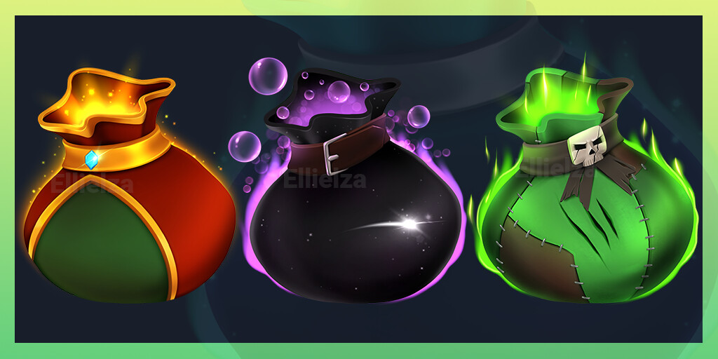 ArtStation - 6 Pouch Icons (lootbox, lucky bag, prizes) | Game Assets