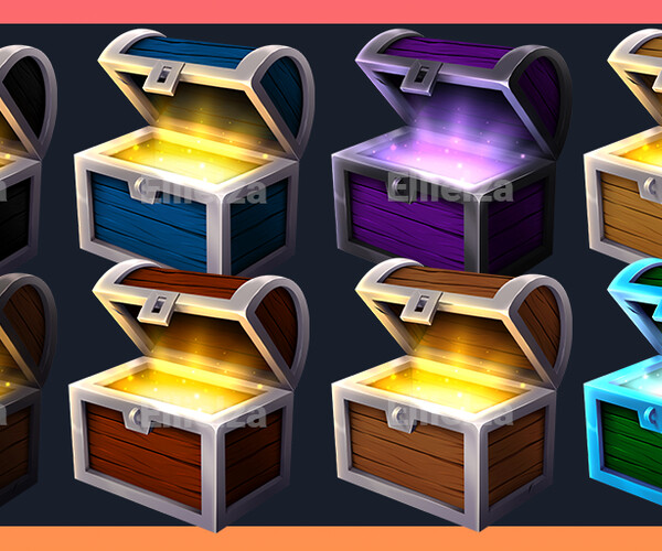 ArtStation - Treasure Chest Variations - Glow and Treasure | Game Assets