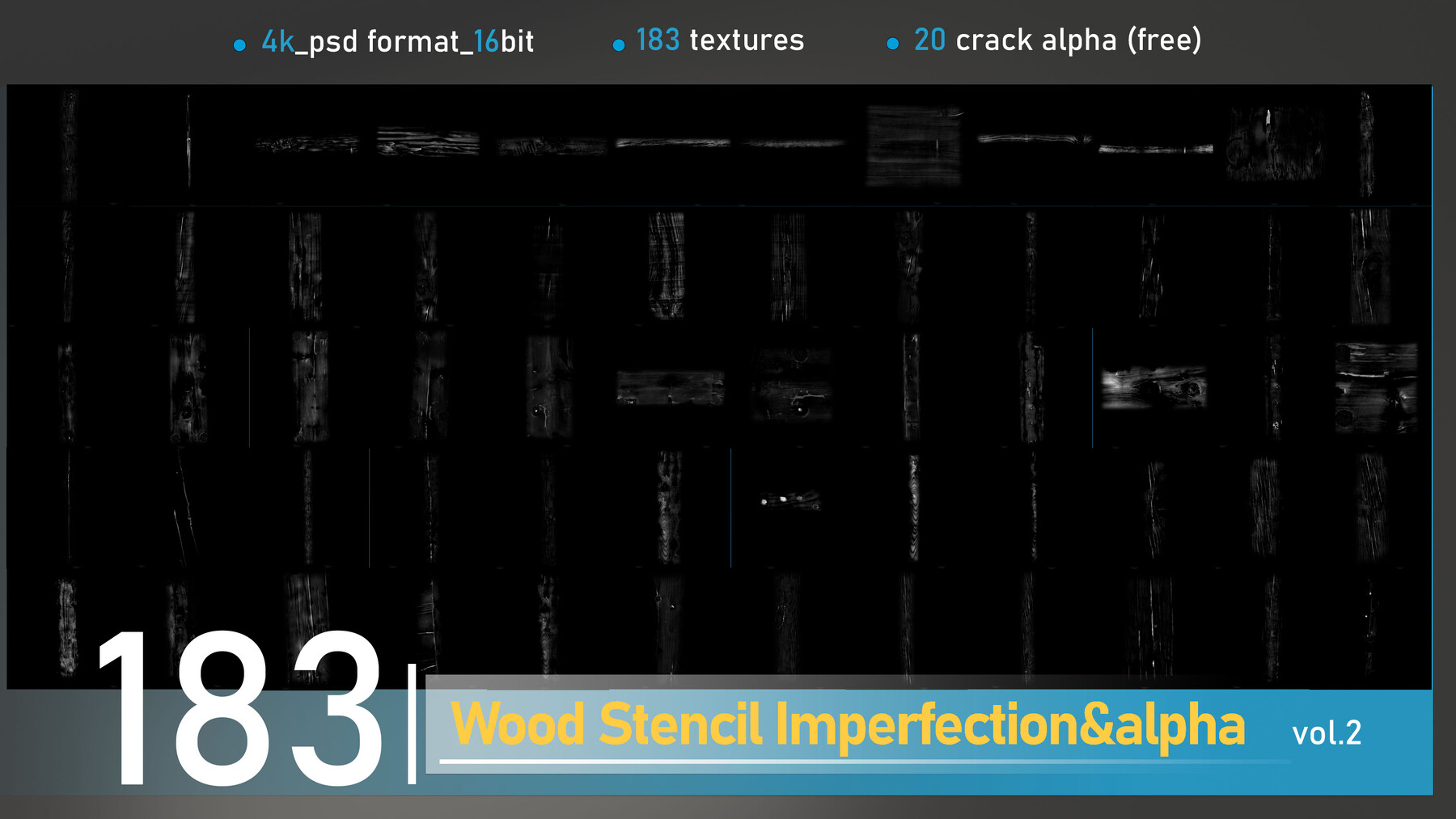 ArtStation - 183 Wood Alpha+20 Free Crack Alpha VOL.02 | Brushes