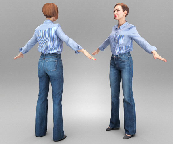 ArtStation - Attractive woman in jeans ready for animation 346 | Game ...