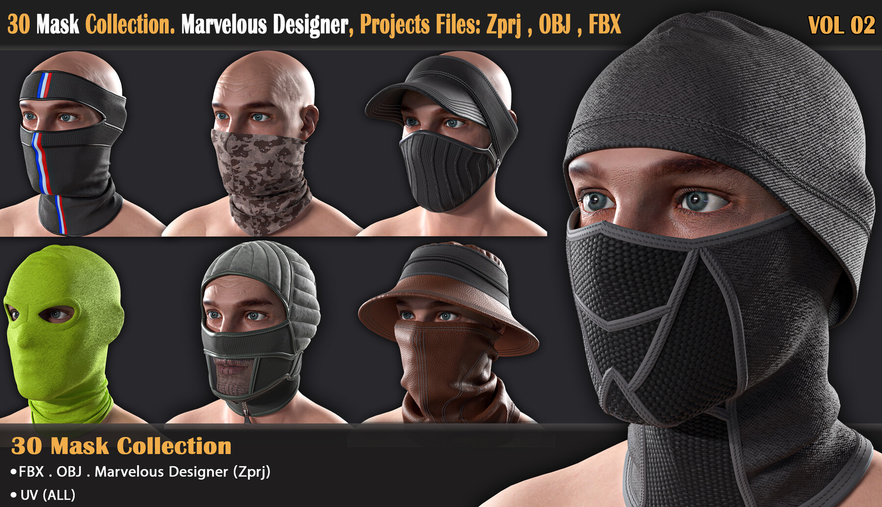 ArtStation - 30 Mask Collection. Marvelous Designer, Projects Files ...