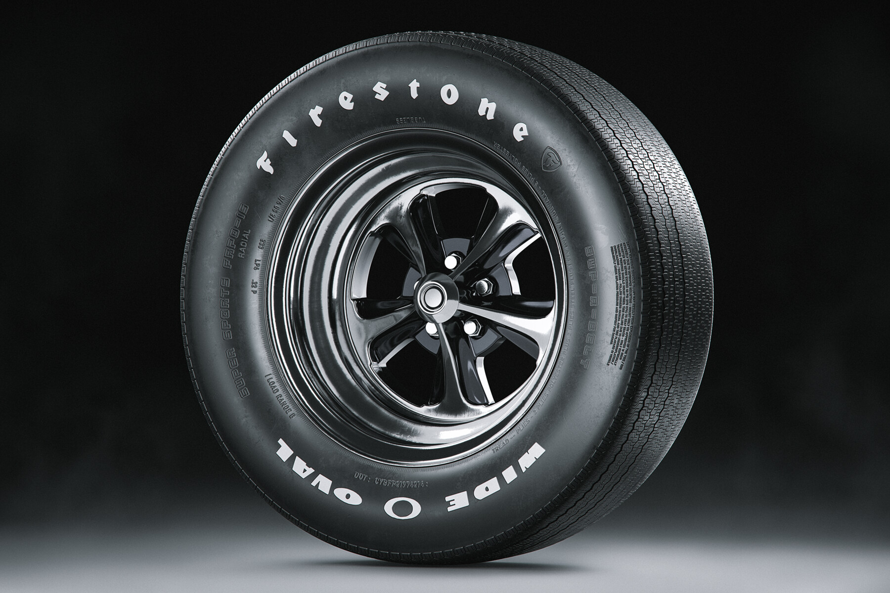 ArtStation - Firestone Wide Oval - Classic Muscle Car Tire & Rim (High Poly) | Resources