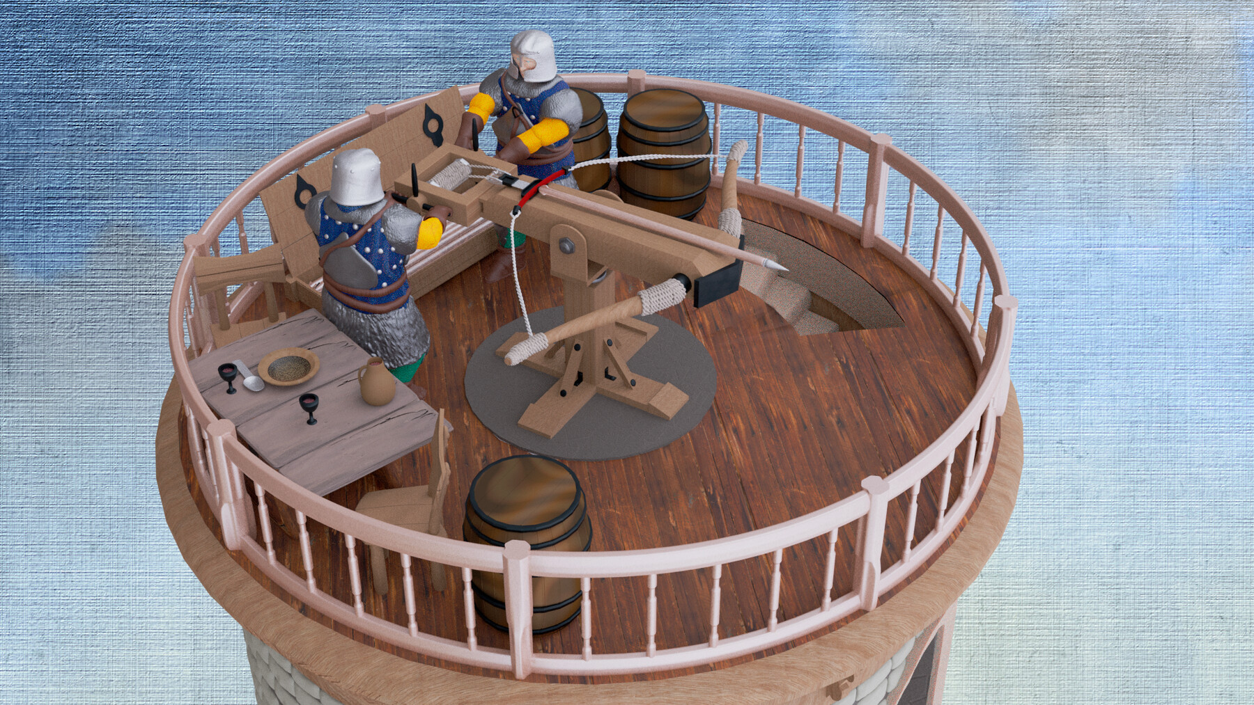 ArtStation - Defensive tower with balista platform 3d model | Game Assets