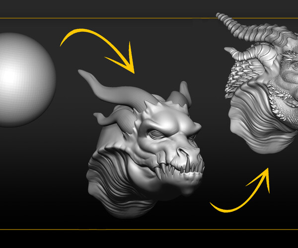 ArtStation - Creature Modeling Dragon Timelapse + Files | Tutorials