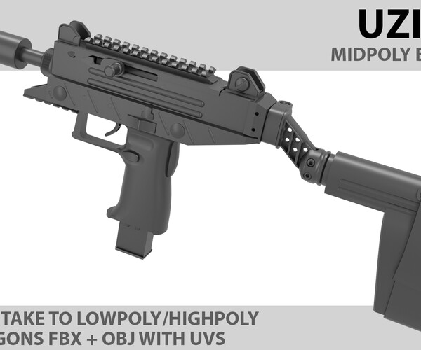 ArtStation - UZI PRO - Midpoly - Blockout - Basemesh | Resources