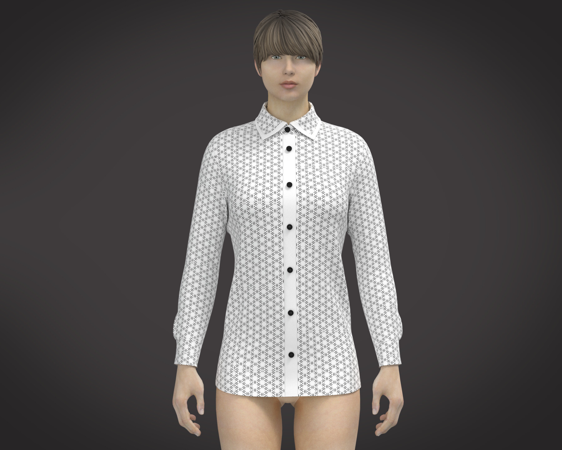 ArtStation - Ladies white print shirt | Resources