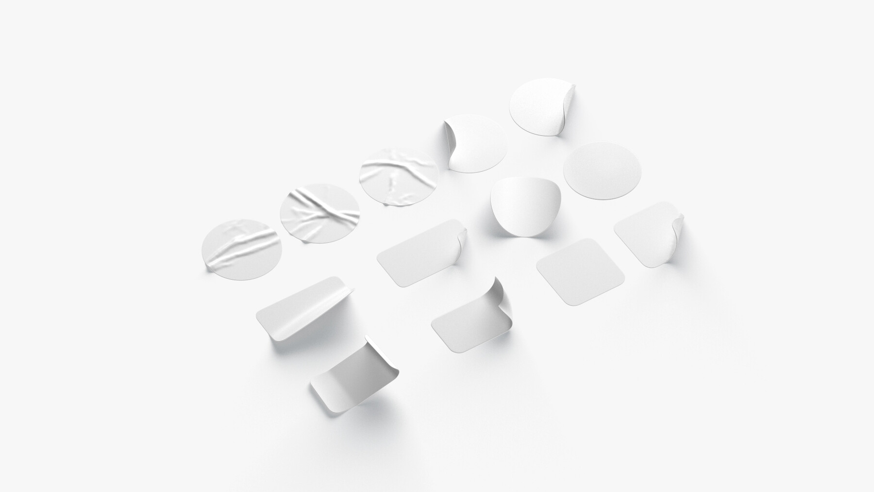 ArtStation - White Stickers Set - 13 adhesive round and square sticky ...