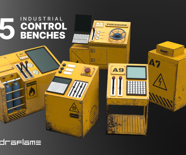 ArtStation - Control Benches Pack | Game Assets