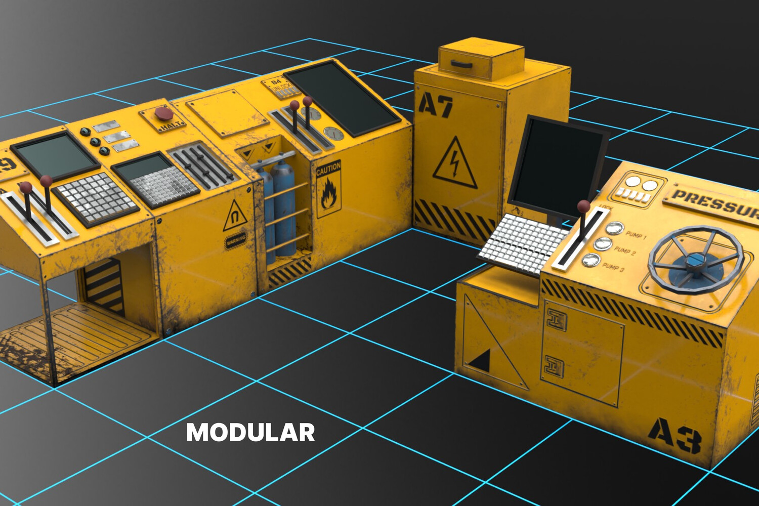 ArtStation - Control Benches Pack | Game Assets