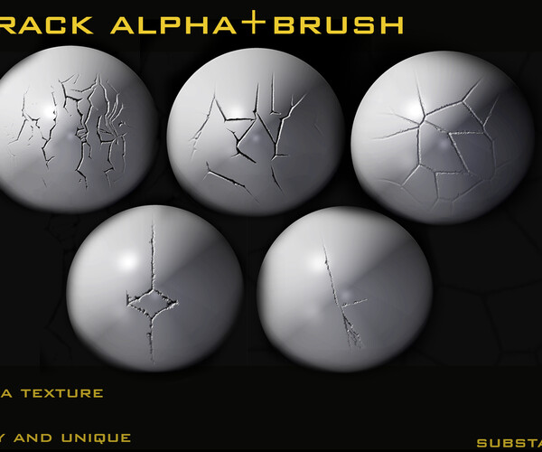 ArtStation - 50 Crack Alpha+Brushes (4k png alpha texture)Vol 01 | Brushes