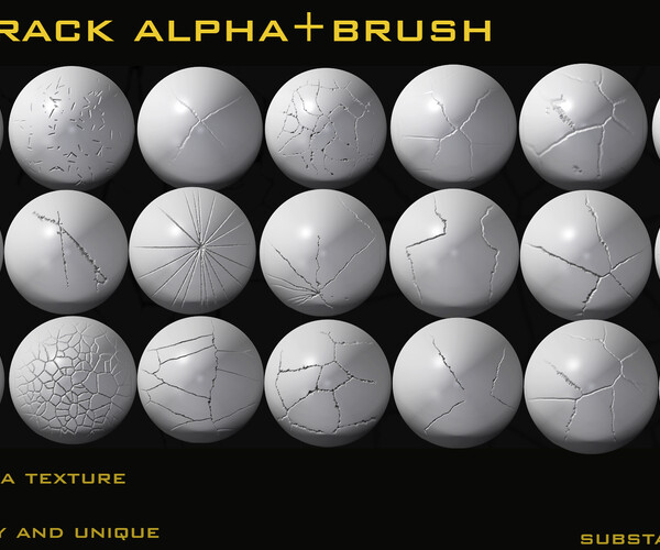 ArtStation - 50 Crack Alpha+Brushes (4k png alpha texture)Vol 01 | Brushes